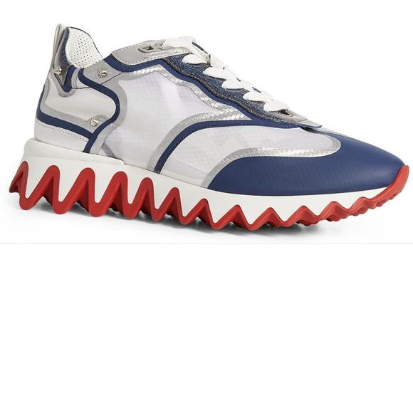 Christian Louboutin | Shoes | Womens Blue Metallic Mesh Zigzag Sole ...